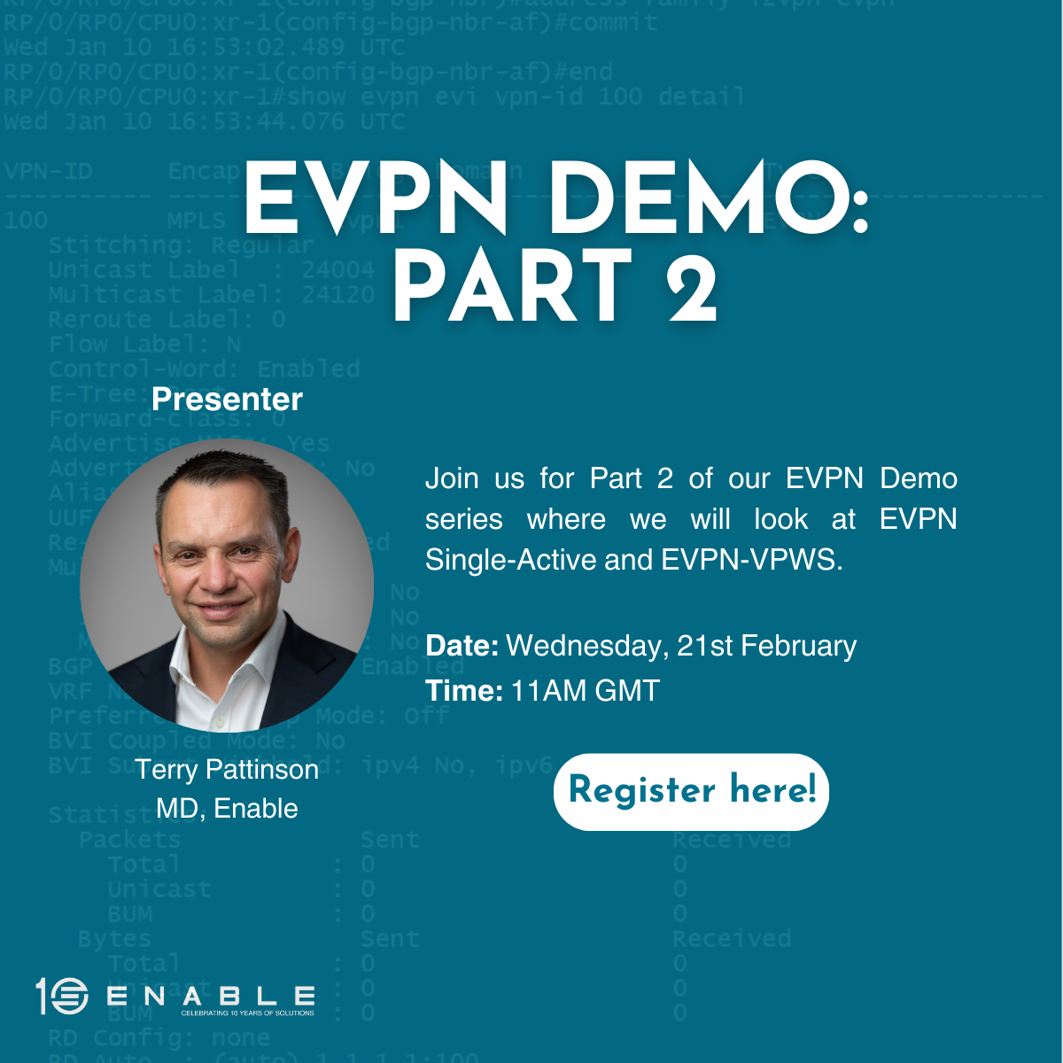 Webinar Registration - EVPN Demo - Part 2